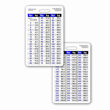 Weight Conversion Chart General Range Vertical Badge ID Card Pocket ...