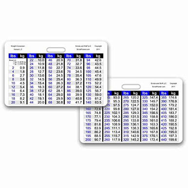 Weight Conversion Chart General Range Horizontal Badge ID Card Pocket ...