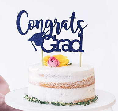 GrantParty Glitter Blue Congrats Grad Cake Topper - Class of 2021 ...