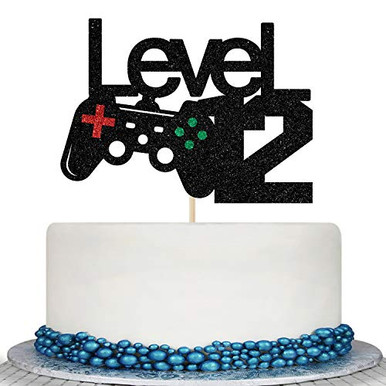 Black Glitter Level 12 Cake Topper - Level Up 12th Birthday Cake Topper ...