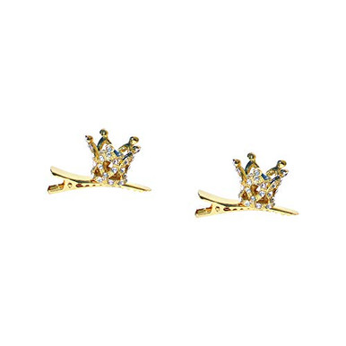 Golden Mini Crown with Rhinestone- Birthday Crown Alligator Clip ...