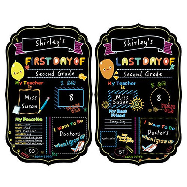 First Day of School Chalkboard- 2-in-1 Reusable Customizable 1st and ...