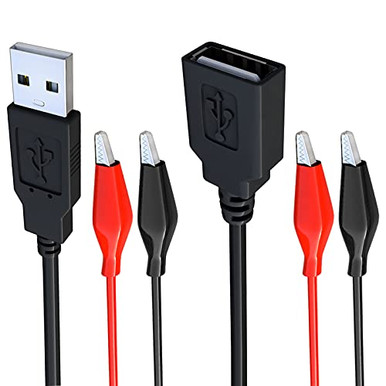 Goupchn USB to Dual Copper Alligator Clips Test Leads Set Male Female ...