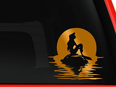 Ariel The Little Mermaid On Rock Full Moon 6inch Vinyl Car Truck Decal ...