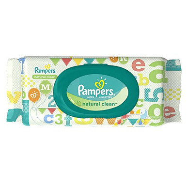 Pampers Baby Wipes Natural Clean -Unscented- Pop-Top Pack- 64 Diaper ...