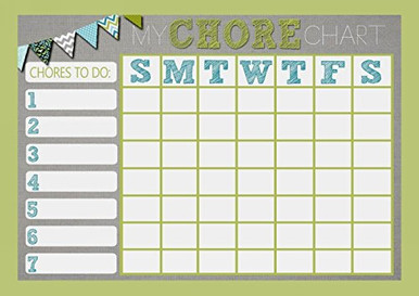 Weekly Chore Rota Task Reward Chart Green And Grey - Warehousesoverstock
