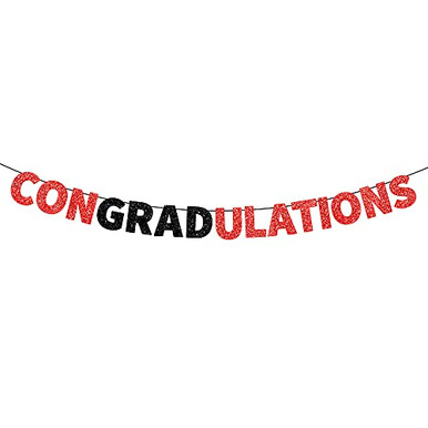 Red Glitter Congratulations Banner - 10 feet- No DIY | Graduation ...