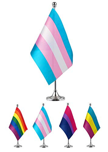 GentleGirl.USA Transgender Rainbow Table Flag LGBT Stick Small ...
