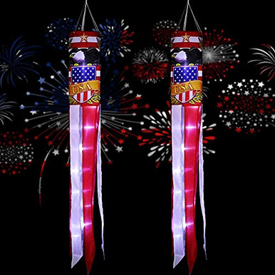 2 Pieces 40 Inch American Flag Windsock US Eagle Stripes Windsock ...