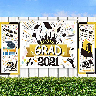 Graduation Decorations Banners for Class of 2021-3 Large Graduation ...