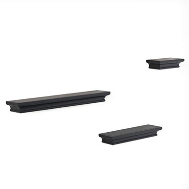 Traditional Wall Shelf Ledge Set Crown Molding Design Set of 3 (Black ...