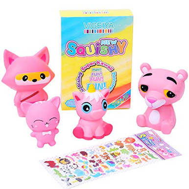 Vigeiya 4 Pack Squishies Toys Squishy Unicorn Squishy Cat Squishy Fox ...