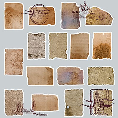 Vintage Scrapbook Paper Stickers - 32 PCS Aged Paper Stickers Double ...