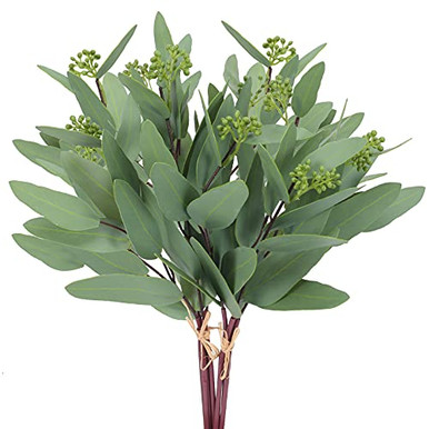 HO2NLE 2 Bunches Artificial Greenery Stems Eucalyptus Leaves Stems Bush ...