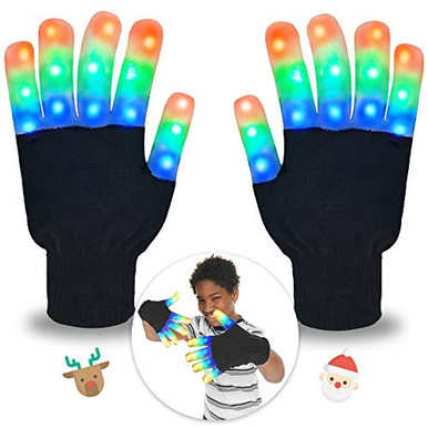 LED Flashing Light Up Gloves 1 PAIR for Teen Kid Christmas X'Mas ...