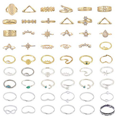 FUTIMELY 47-54Pcs Gold and Silver Knuckle Stacking Rings Set Boho Star ...