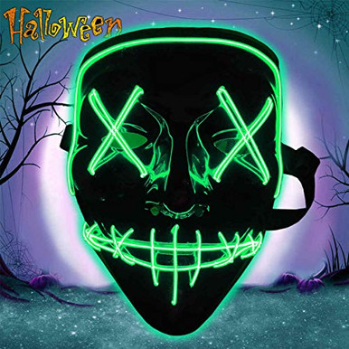 Halloween Purge Led Mask- Halloween Scary Cosplay Mask- Light Up Mask ...