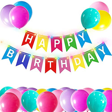 Colorful Happy Birthday Banner Party Decorations Set with Multicolor ...