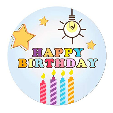 Happy Birthday Stickers Vibrant Adhesive Round Gift Tag Labels-Stickers ...