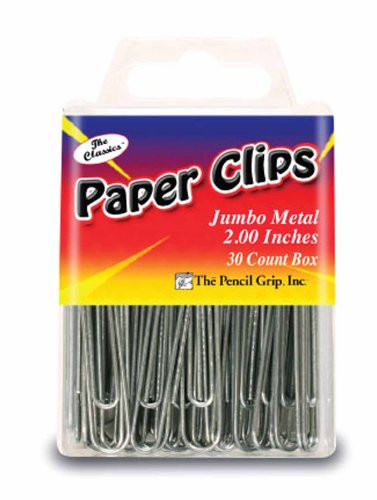 Pencil Grip The Classics Jumbo 2 Inch Paper Clips- Silver- 30 Clips per ...