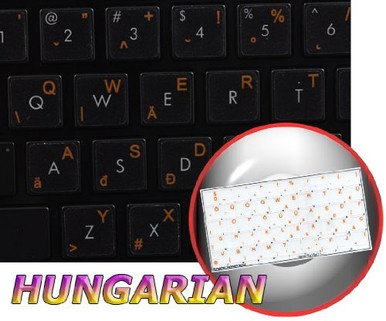 Hungarian Keyboard Decals ON Transparent Background with Blue- Orange ...