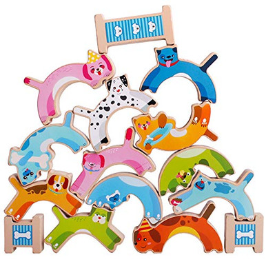 Wooden Animals Puppy Stacking Balancing Block Puzzle Game Toy ...