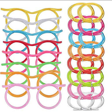 Drinking Straw Eyeglasses- Reusable Plastic Silly DIY Straw Glasses for ...