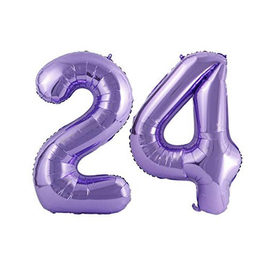 Number 24 Purple Foil Jumbo Digital Mylar Balloons- 40inch 24th ...
