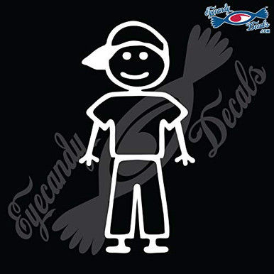 Eyecandy Decals Stick Family Man in Backwards HAT 5inch White Decal ...