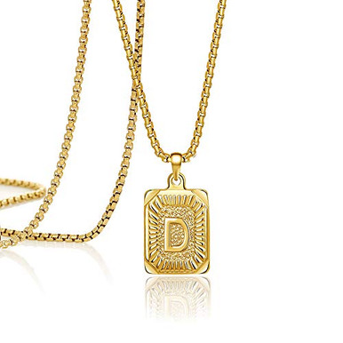 Joycuff 18K Gold Filled Initial Letter D Pendant Necklace Square ...