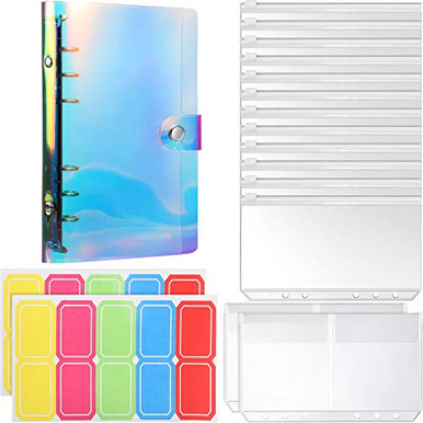 14 Pieces Rainbow Binder Cover Refillable PVC Notebook Cover with 6 ...
