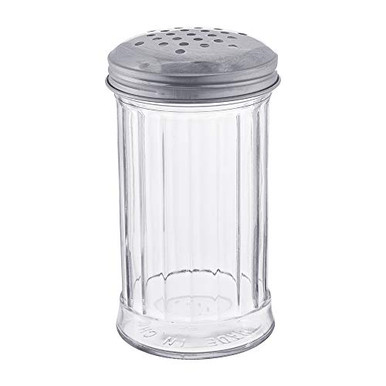 12-Ounce Glass Cheese/Pepper Shaker with Stainless Steel Perforated Cap ...