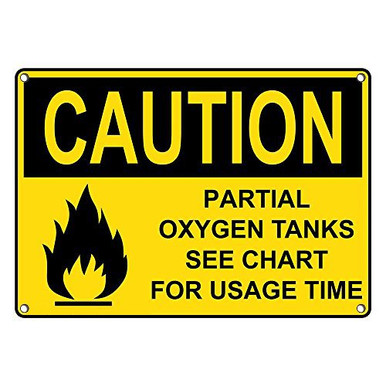 Weatherproof Plastic OSHA Caution Partial Oxygen Tanks See Chart for ...