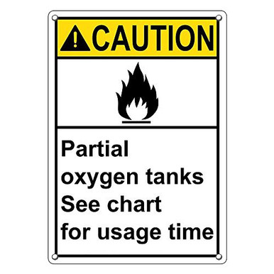 Weatherproof Plastic Vertical ANSI Caution Partial Oxygen Tanks See ...