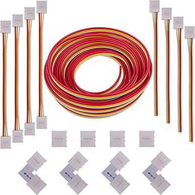 3 Pin LED Strip Connector Kit-Includes 16.4 Feet Extension Cable-4X Led ...