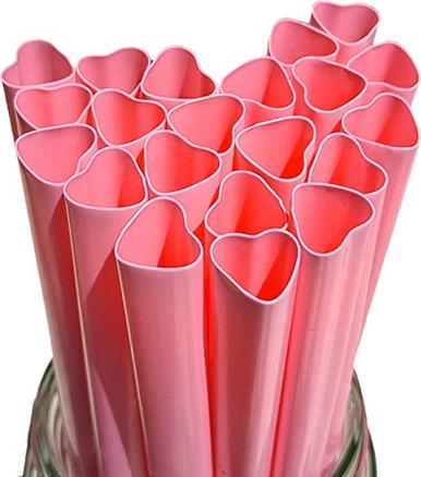 The best MOON Jumbo Smoothie Straws Heart shaped Pink Straws Disposable ...