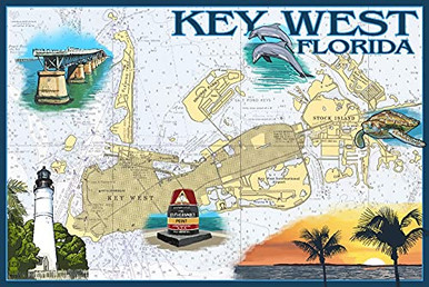 Key West- Florida- Nautical Chart -9x12 Art Print- Wall Decor Travel ...