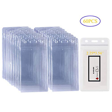 Clear Plastic ID Card Badge Holder Heavy Duty Vertical Name Tag Holder ...