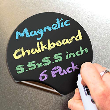 Magnetic Chalkboard Notes - 5.5 x 5.5 inch- 6 Pack- Round - Decorative ...