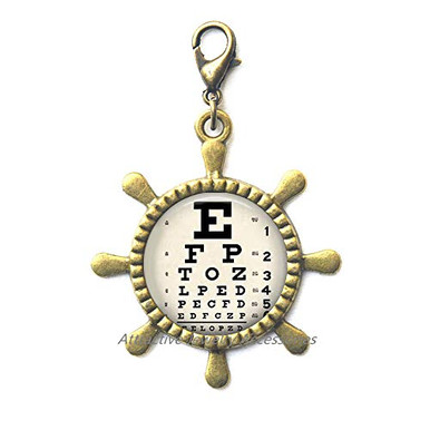 Eye Chart Jewelry- Eye Chart Rudder Zipper Pull- Eye Chart Gift- Eye ...