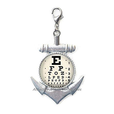 Eye Chart Jewelry- Eye Chart Anchor Zipper Pull- Eye Chart Gift- Eye ...