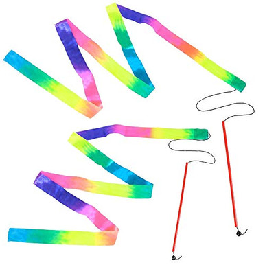 ArtCreativity Rainbow Ribbon Wands- Set of 2- Twirling Ribbons for ...
