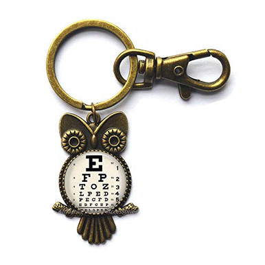 Eye Chart Jewelry- Eye Chart Owl Keychain- Eye Chart Gift- Eye Chart ...