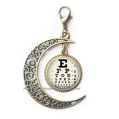 Eye Chart Jewelry- Eye Chart Moon Zipper Pull- Eye Chart Gift- Eye ...