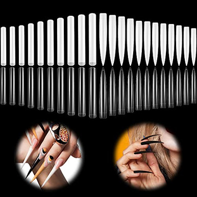 Landhoow 440 Pieces Extra Long Nail Tips Set- Acrylic False Nails Tips ...