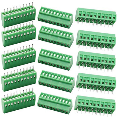 2.54mm Pitch10-Pin PCB Screw Terminal Block Connector- Rated 150V 6A ...