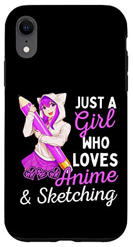 iPhone XR Anime Girl Just a Girl Who Loves Anime and Sketching Drawing Case - Warehousesoverstock
