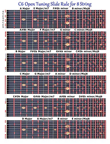 C6 TUNING SLIDE RULE CHART FOR 8 STRING LAP PEDAL STEEL GUITAR ...