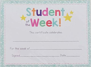 Pack Set of Student of The Week Award Certificate Colorful with Stars ...