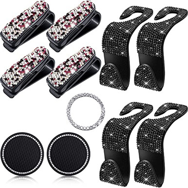 11 Pieces Bling Car Accessories Set for Women Bling Sunglasses Holders ...